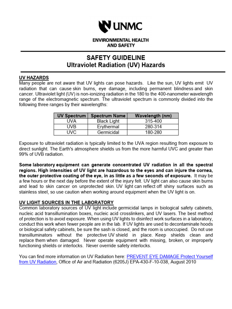 UVHazards | PDF | Ultraviolet | Optics