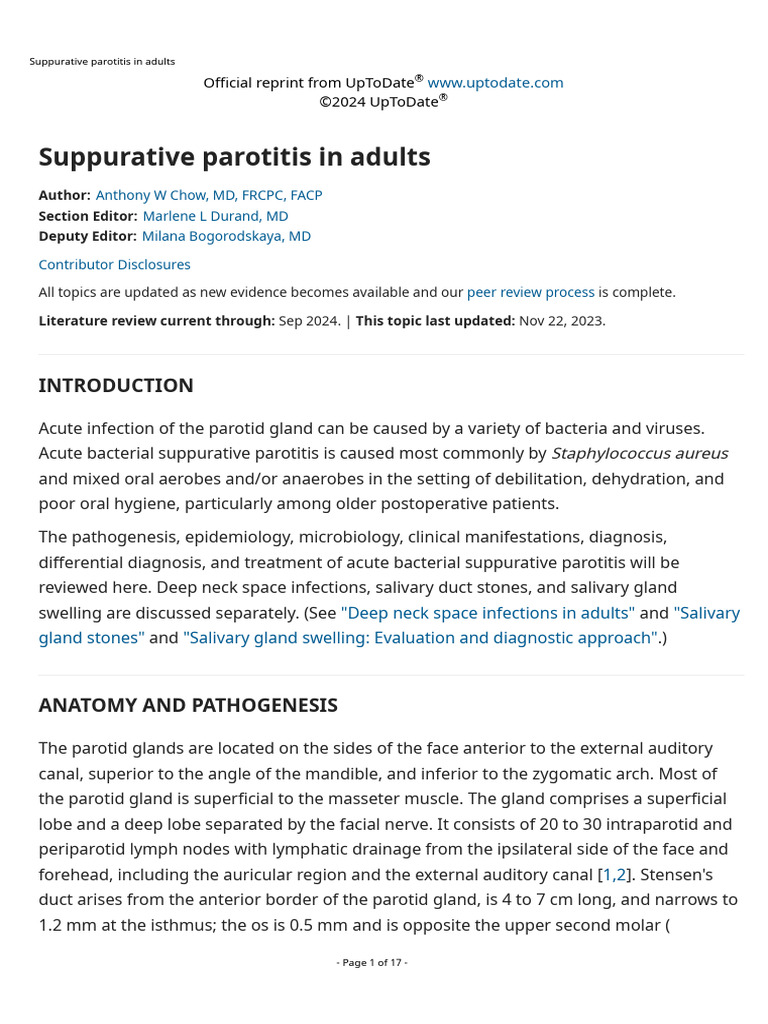 Suppurative Parotitis in Adults | PDF | Medical Imaging | Methicillin ...