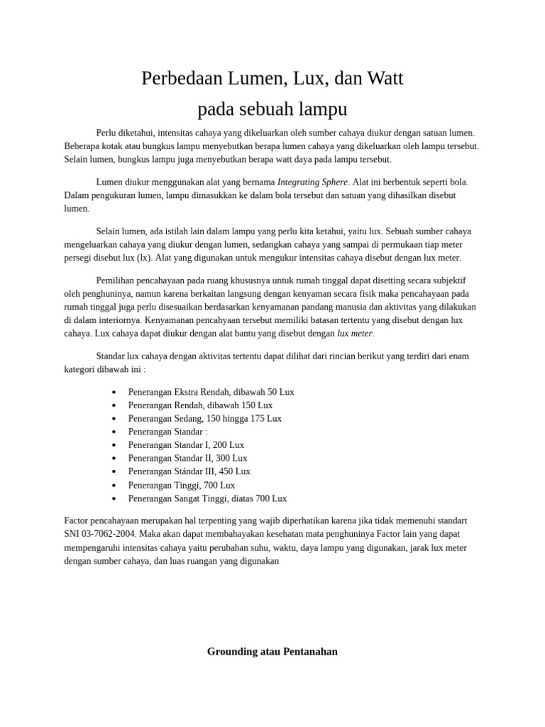 RAB Dan Perhitungan Jumlah Lampu Skala | PDF