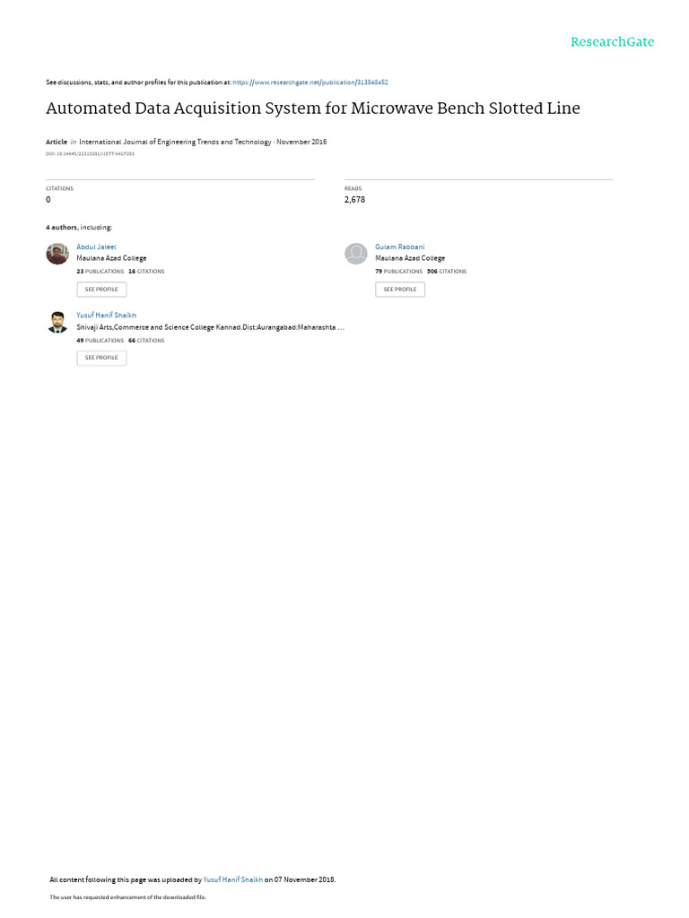 Automated Data Acquisition System For Microwave Be | PDF | Analog To Digital Converter | Amplifier