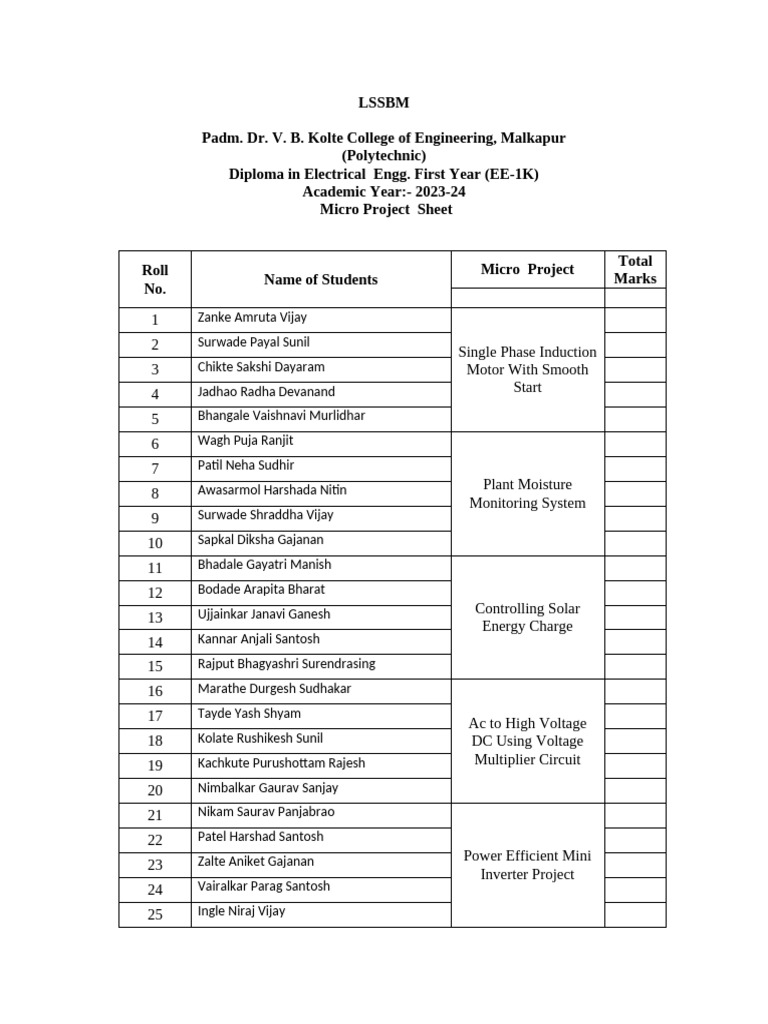 Micro Project Sheet | PDF | Electromagnetism | Electricity
