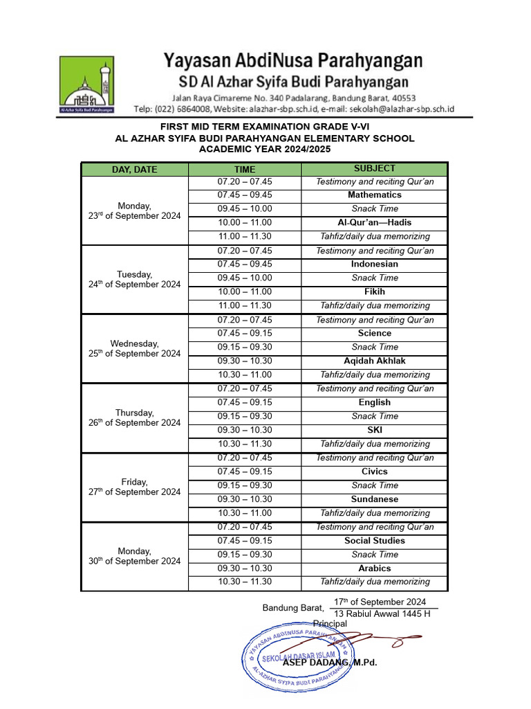 GRADE V-VI - STS Schedule - 2425 | PDF