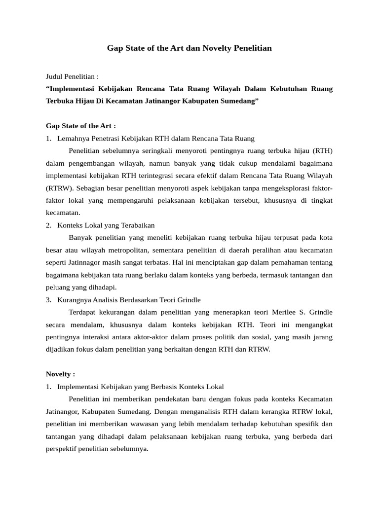 Gap State Dan Novelty Penelitian (Nisa Agnia) | PDF