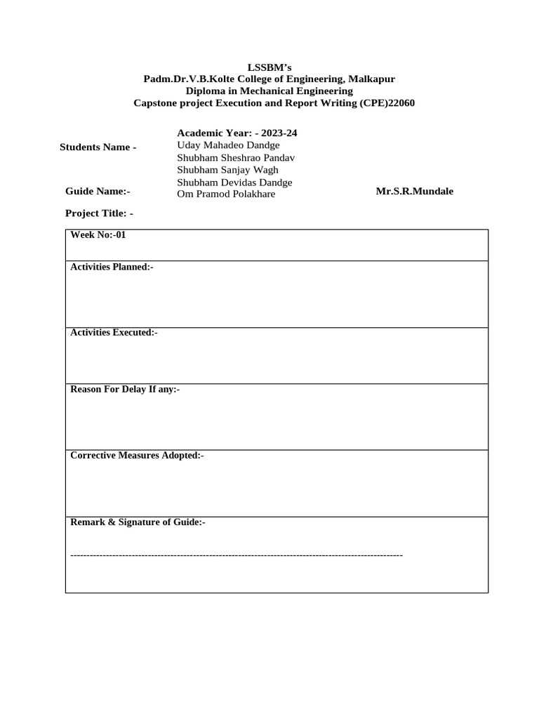 3 Capstone Project Planning Diary | PDF