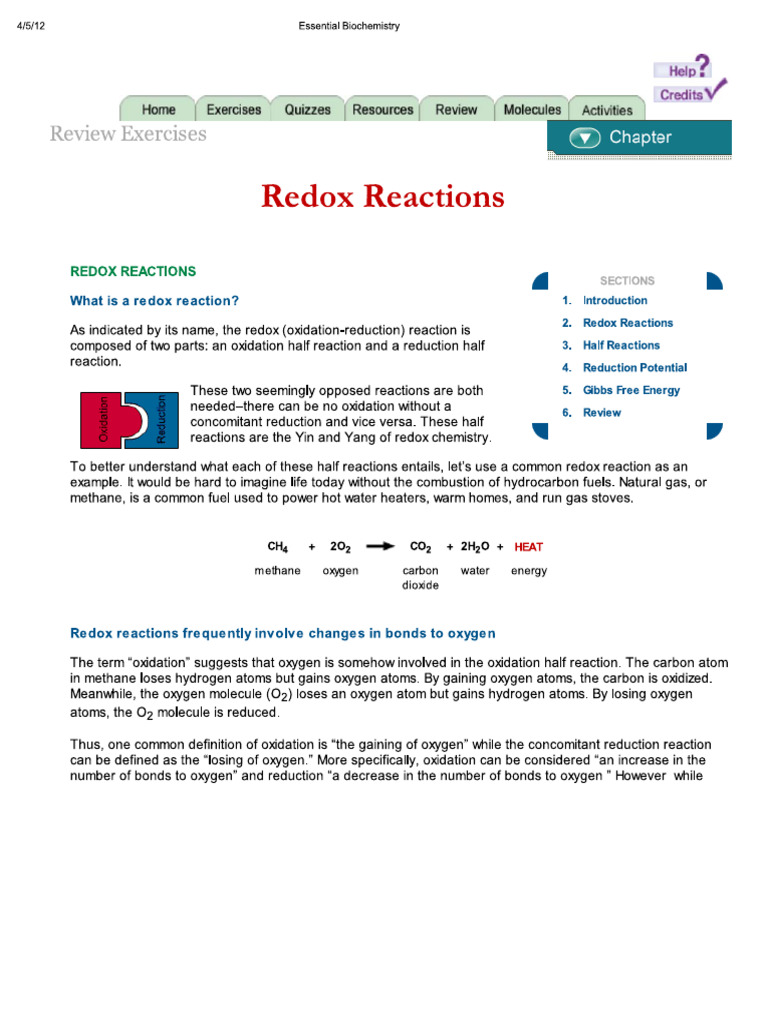 Essential-Biochemistry Redox-Reactions | PDF