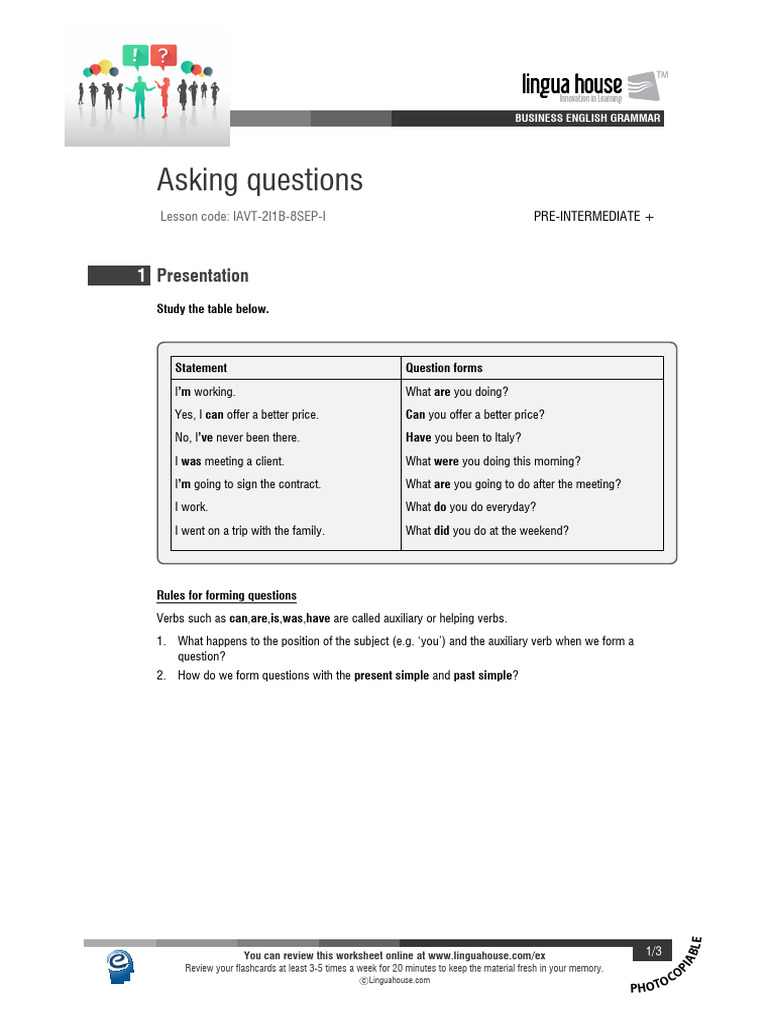 Asking Questions (Business Version) | PDF | English Language | Question