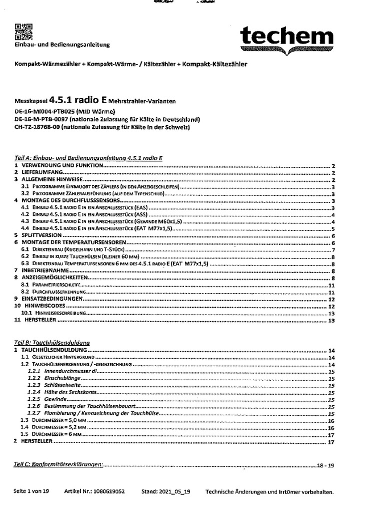 Techem Vario 4 Typ 4 5 1 - 2021 - 05 - 19 | PDF