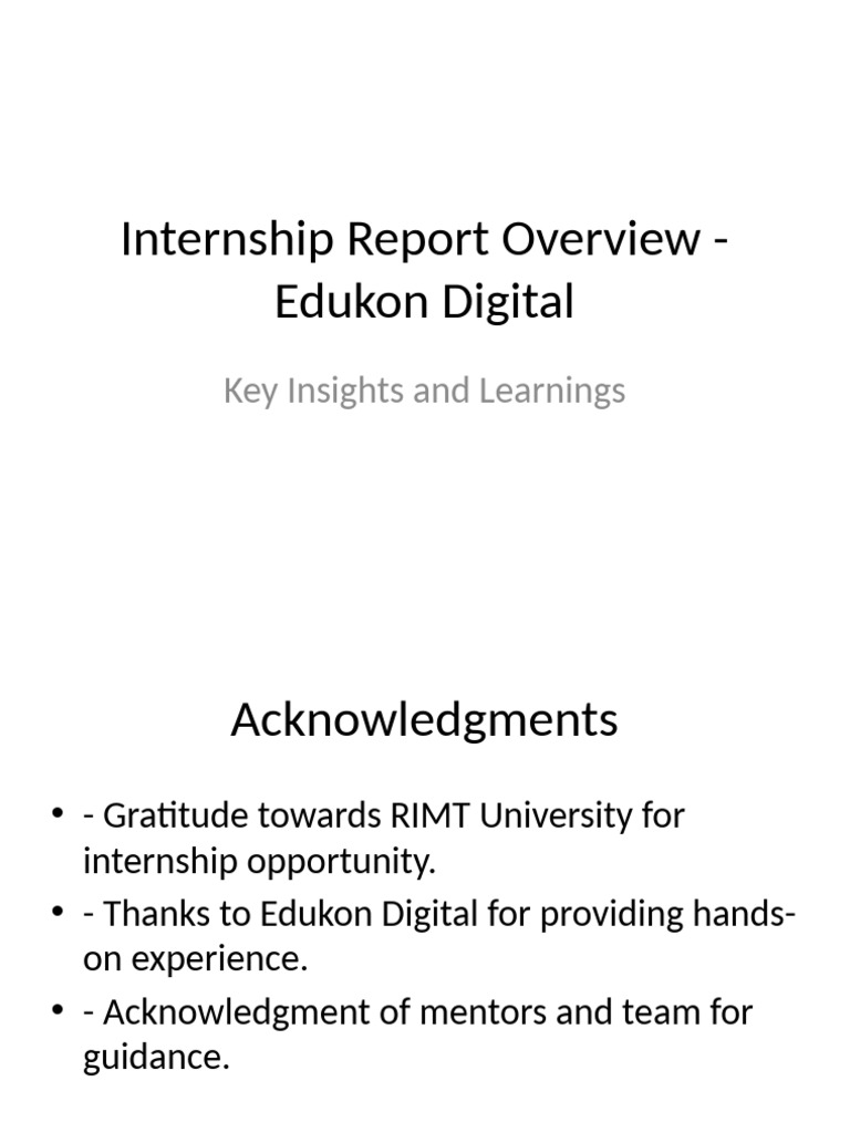 Edukon Digital Internship Report Presentation | PDF | Business