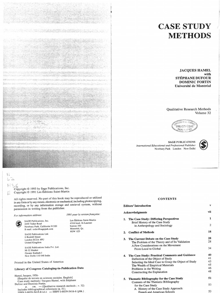 Hamel 1993 Case Study Methods | PDF