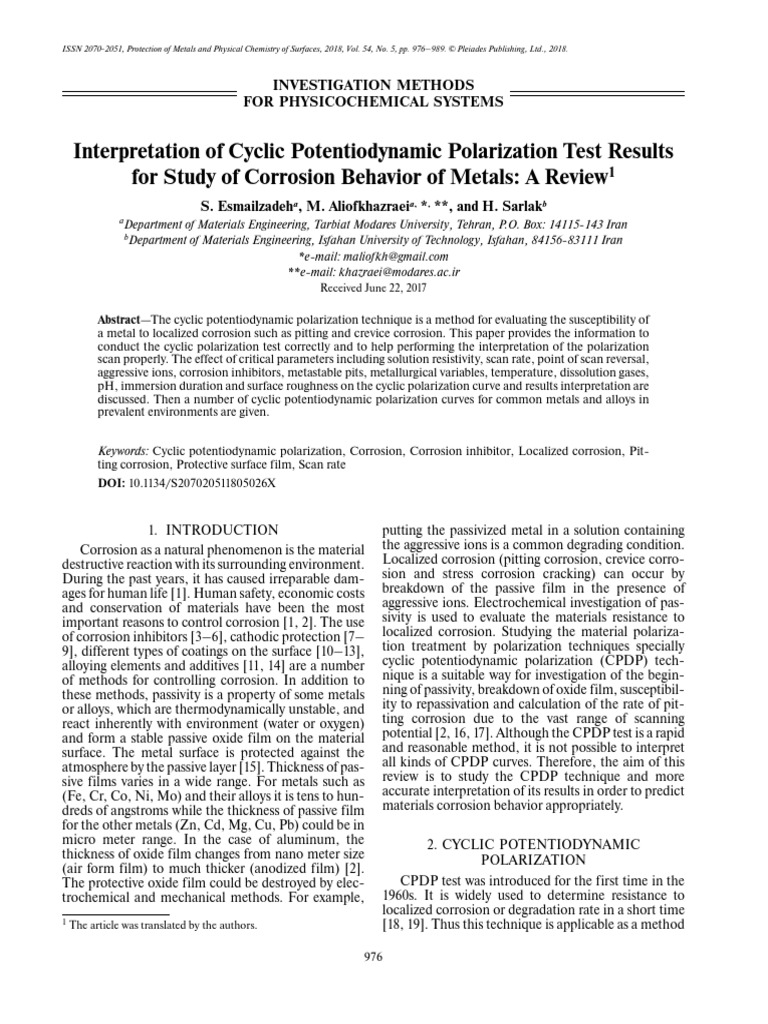 Corrosion Behavior via Cyclic Polarization | PDF | Corrosion | Anode