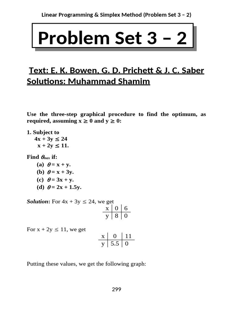 3.2 Problem Set 3 - 2 | PDF | Linear Programming | Mathematical ... 3.2 Problem Set 3 - 2 | PDF | Linear Programming | Mathematical ...