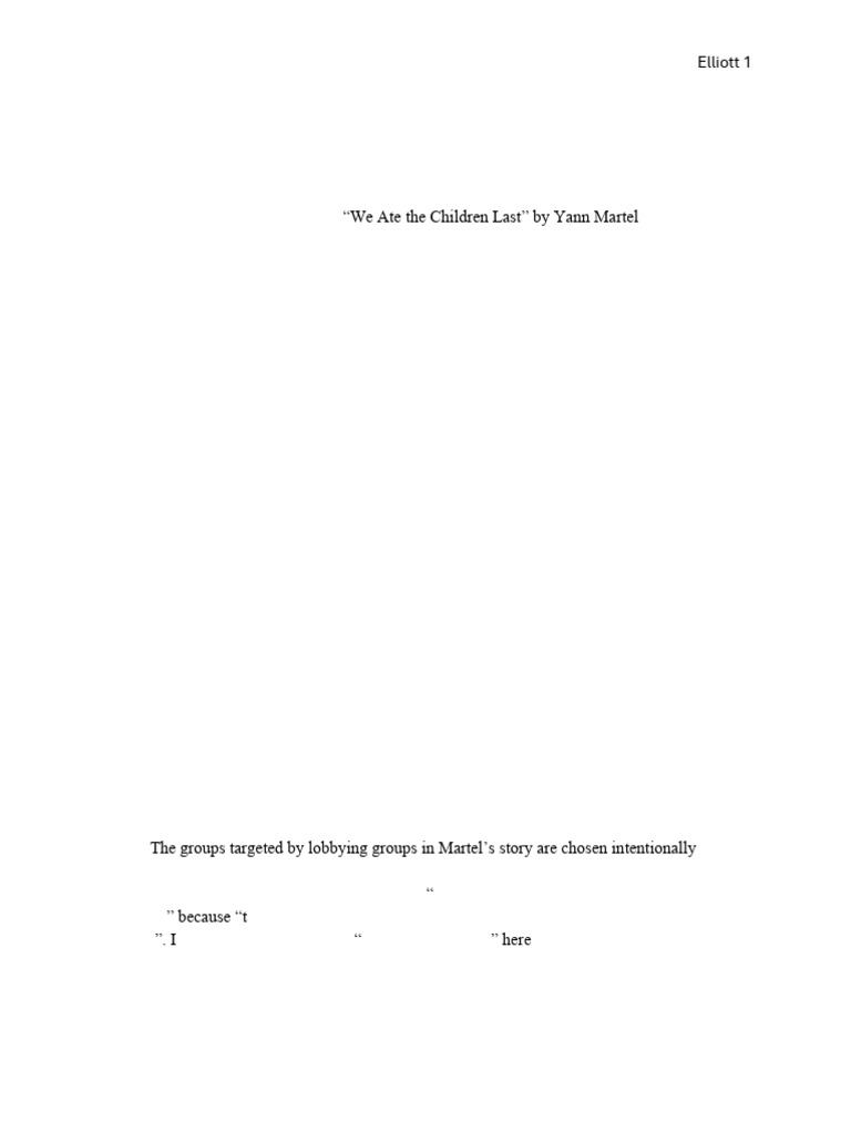 Analysis of "We Ate The Children Last" by Yann Martel | PDF