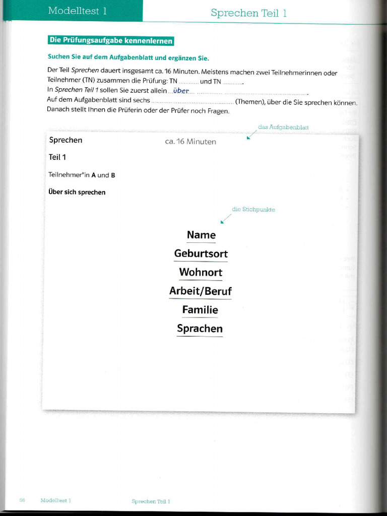Sprechen Teil 1 DTZ | PDF