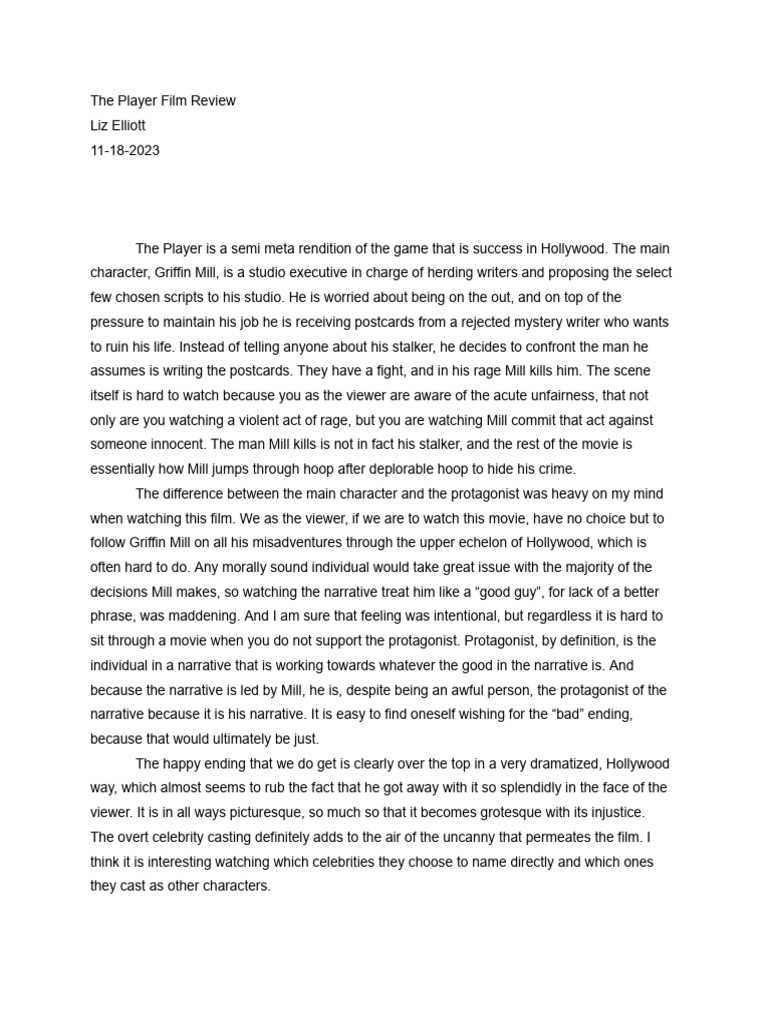 The Player Film Review | PDF | Narrative