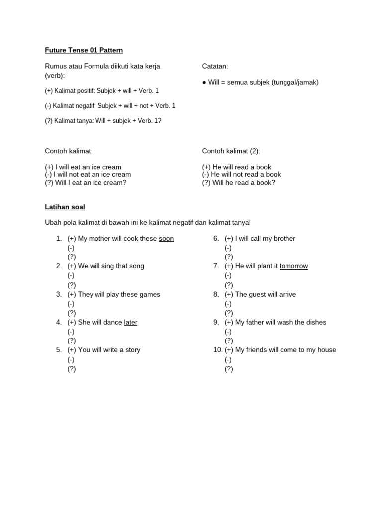 Latihan Soal Pola Future Tense 01 | PDF