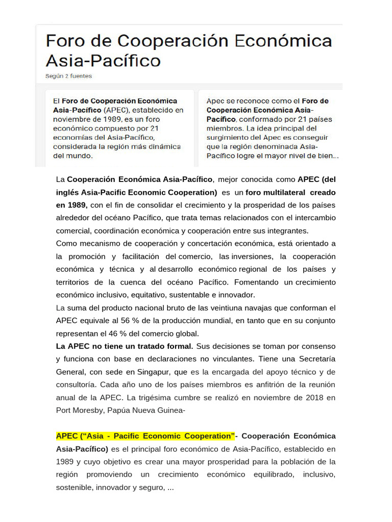 Apec (Lima 2024) | PDF | Cooperacion economica Asia Pacifico | Economias