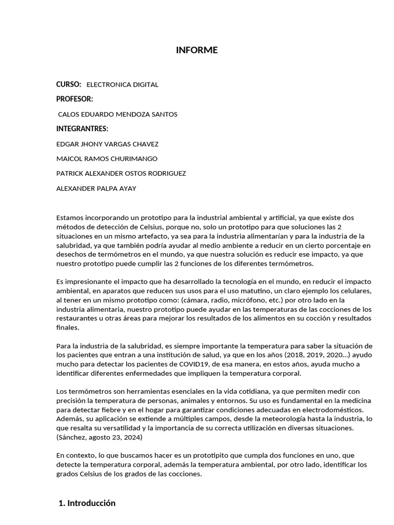 Informe 2 | PDF | Arduino | Sensor