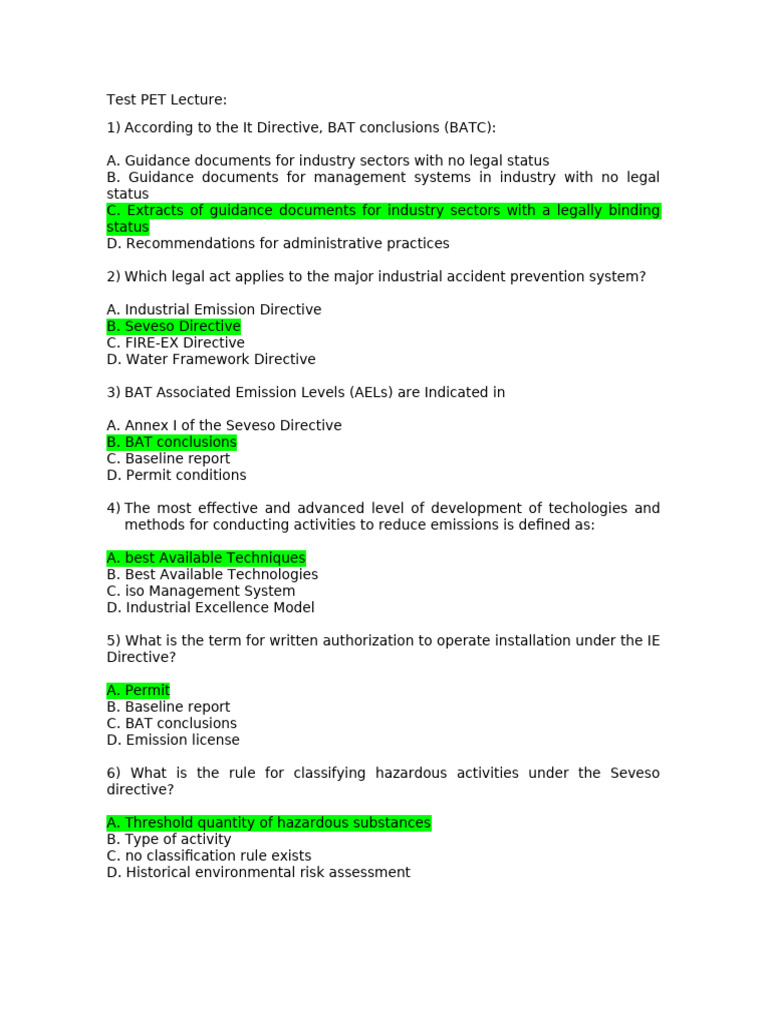 Test PET Lecture | PDF | Pollution | Dangerous Goods