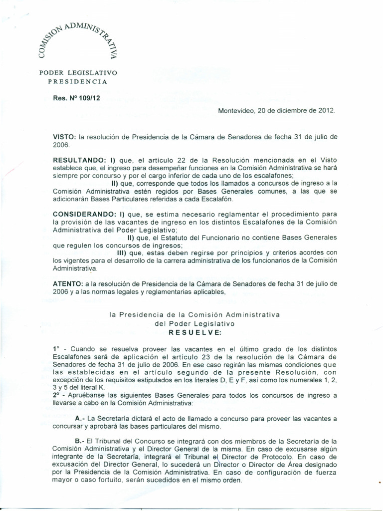 Res 109.12 | PDF | Gobierno