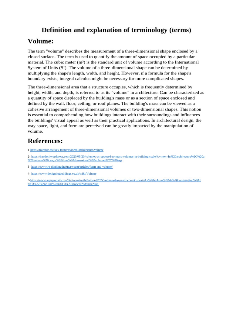 Definition and Explanation of Terminology Volume | PDF | Science ...