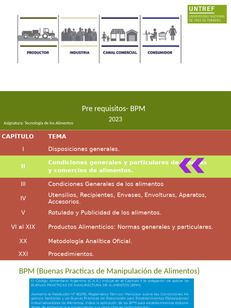 Pre Requisitos BPM 2023 UNTREF | PDF | Alimentos | Agua