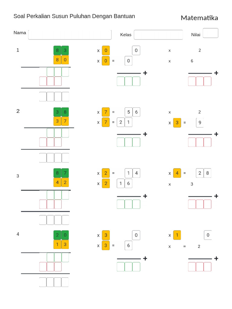 Latihan Perkalian Susun Matematika | PDF