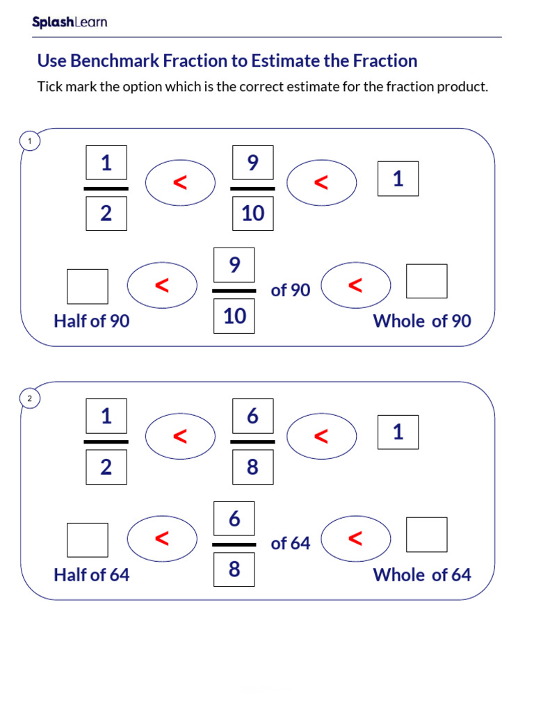 Estimate Fraction Product Using Benchmark Fraction Worksheet | PDF
