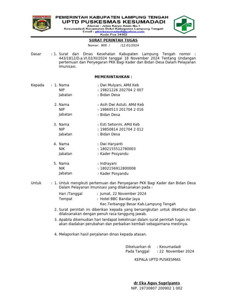 SPT Kader Dan Bidan Desa | PDF