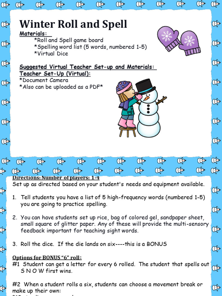 Winter Wonderland Spin and Spell | PDF
