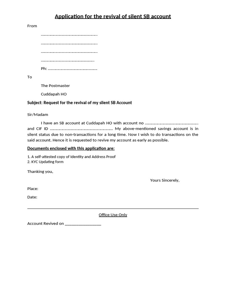 SB Account Revival | PDF