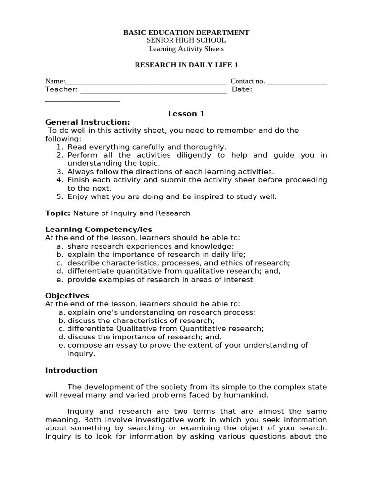 Importance of Research in Daily Life | PDF | Qualitative Research ...