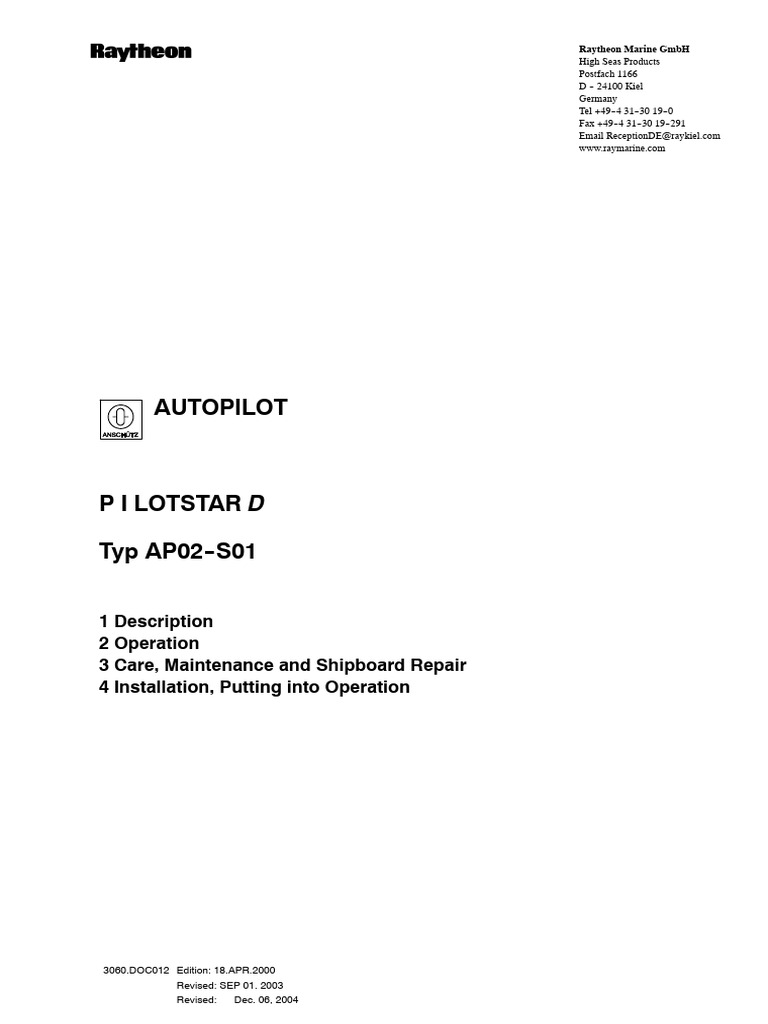 Autopilot Pilotstar User Guide | PDF | Compass | Gyroscope