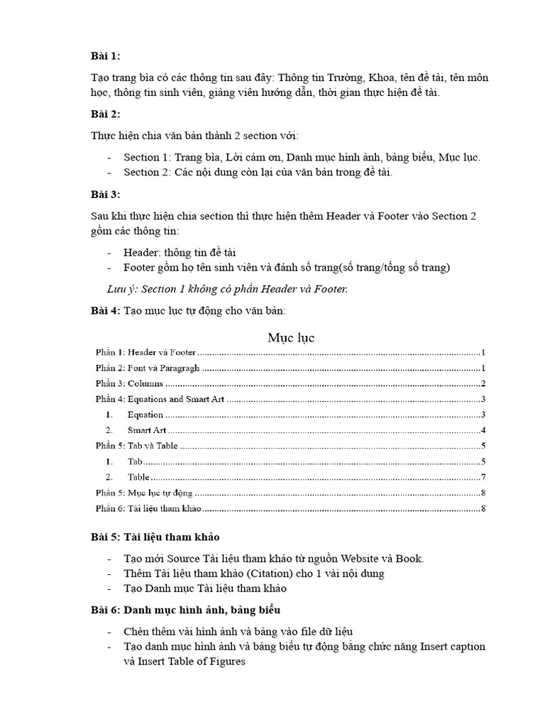 BaiTap Word Buoi5 | PDF