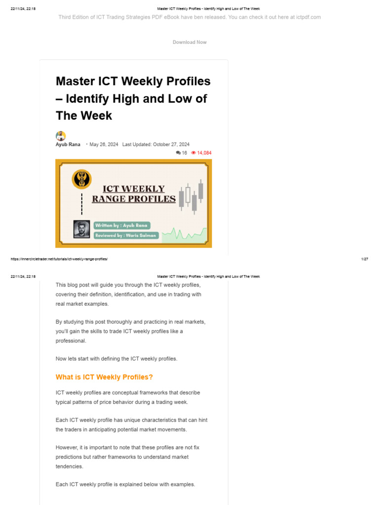 Master ICT Weekly Profiles - Identify High and Low of The Week | PDF ...