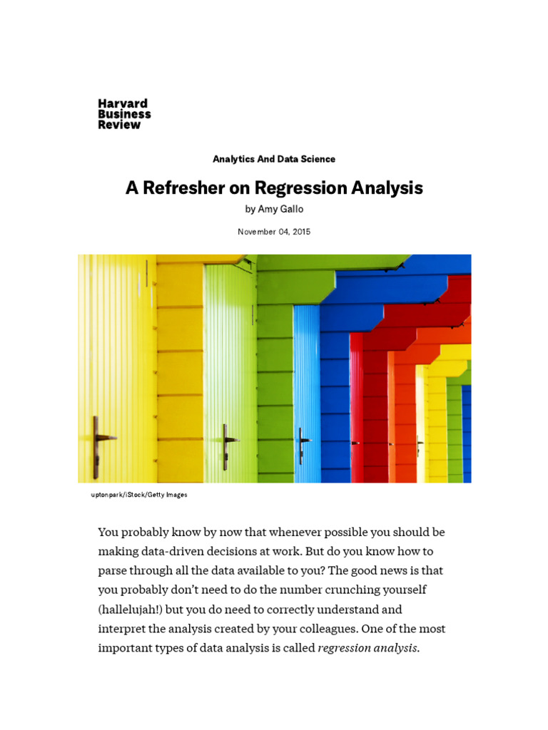 A Refresher On Regression Analysis | PDF | Linear Regression | Dependent And Independent Variables