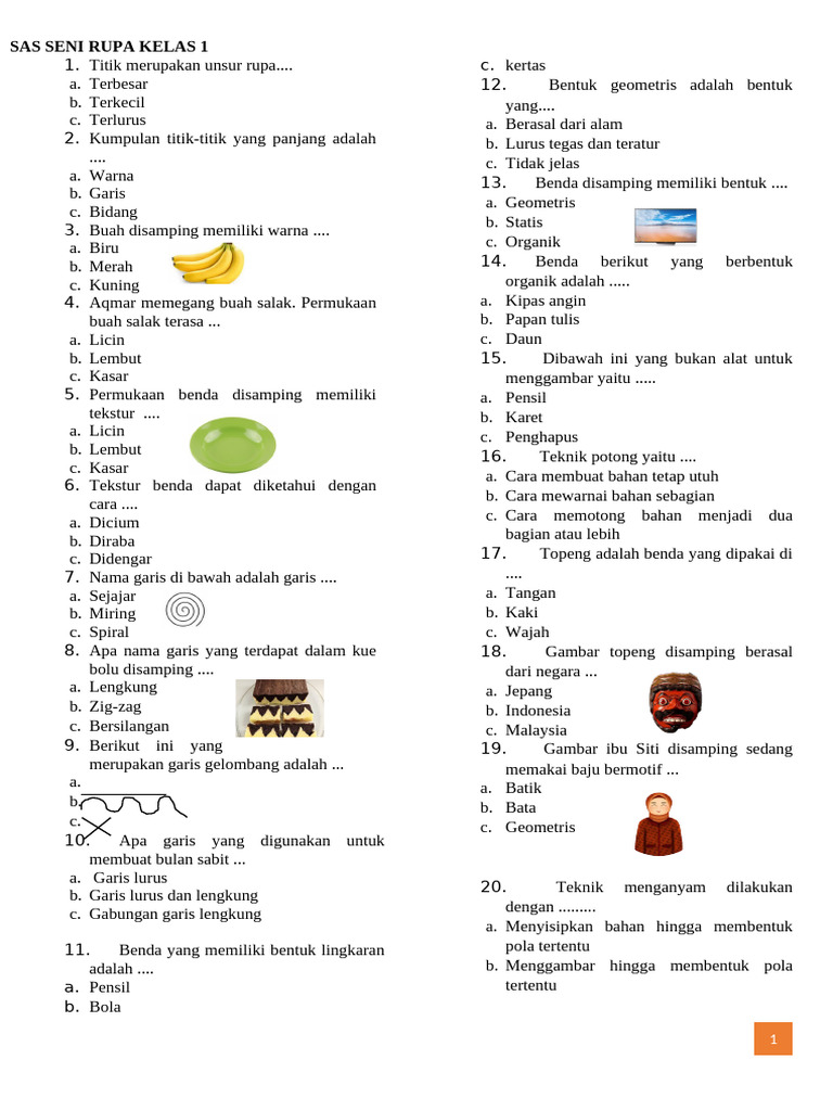 Sas Seni Rupa Kelas 1 | PDF