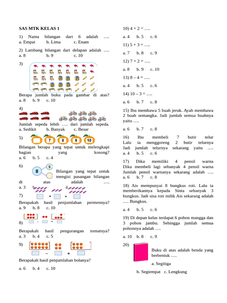 Sas MTK Kelas 1 | PDF