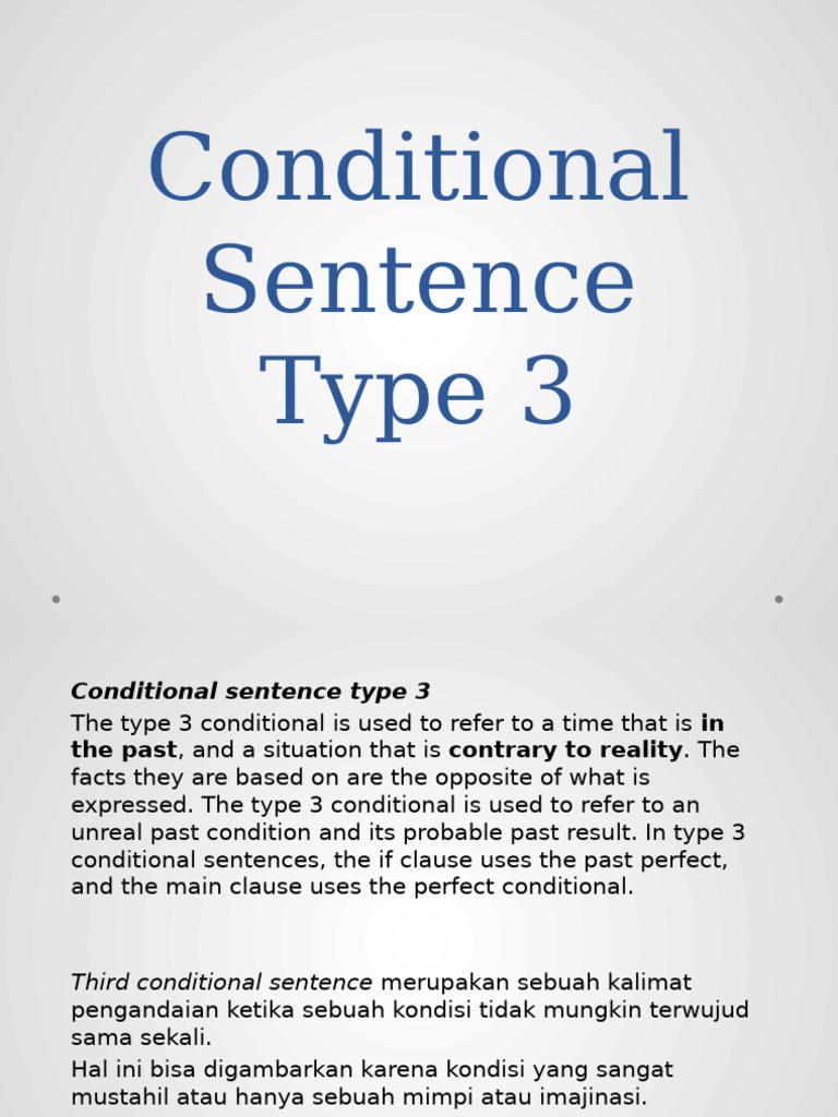 Conditional Sentence Type 3 | PDF