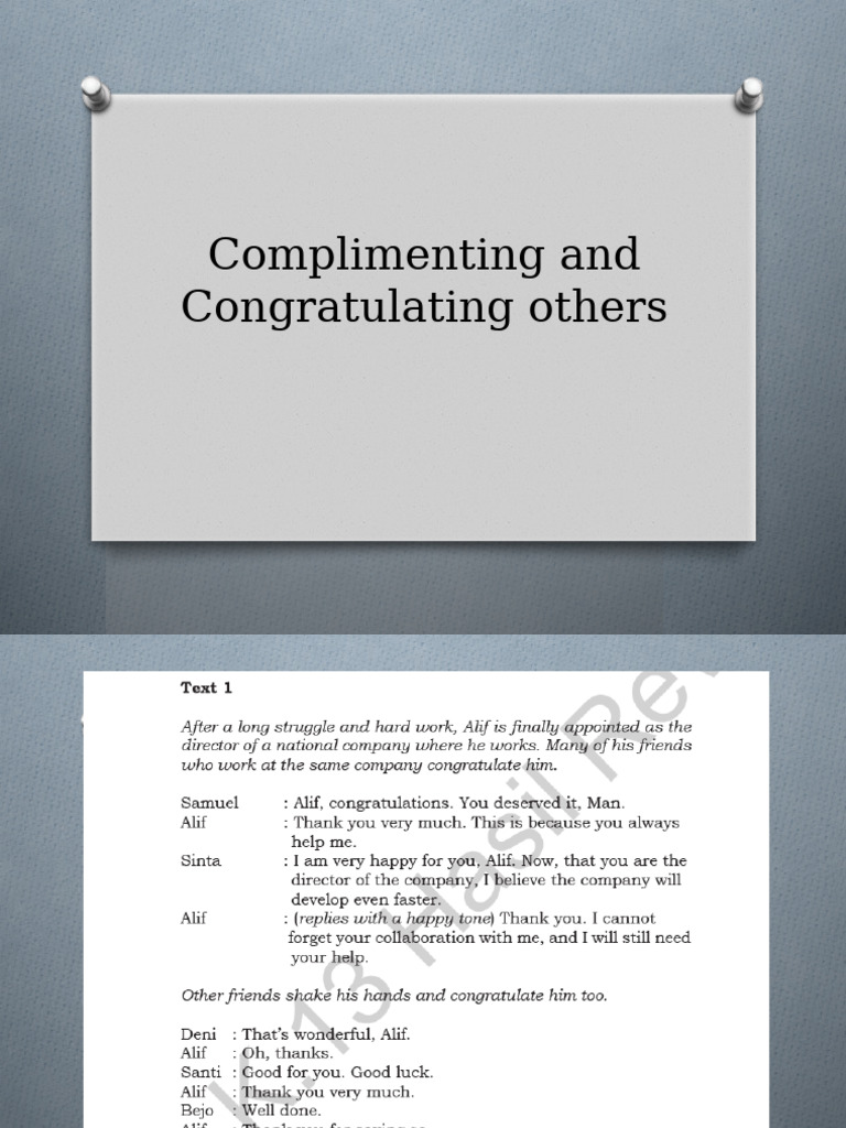 Complimenting and Congratulating Others | PDF