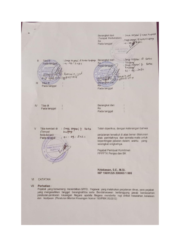 SPPD SMP Negeri 18 Kupang | PDF