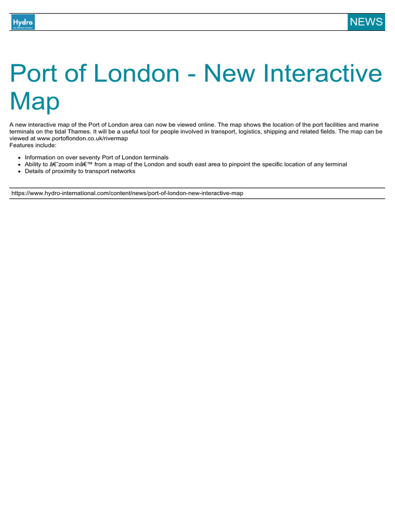 Interactive Map of Port of London | PDF