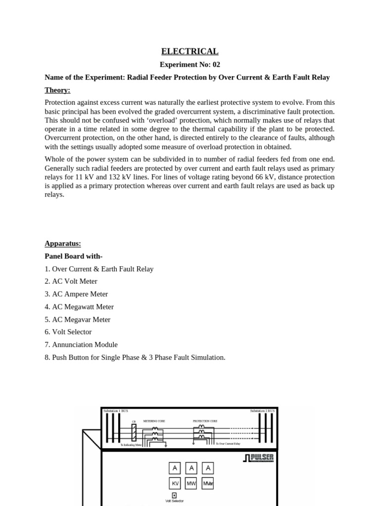 Exp 2 Radial Feeder Experiment | PDF | Relay | Power Supply
