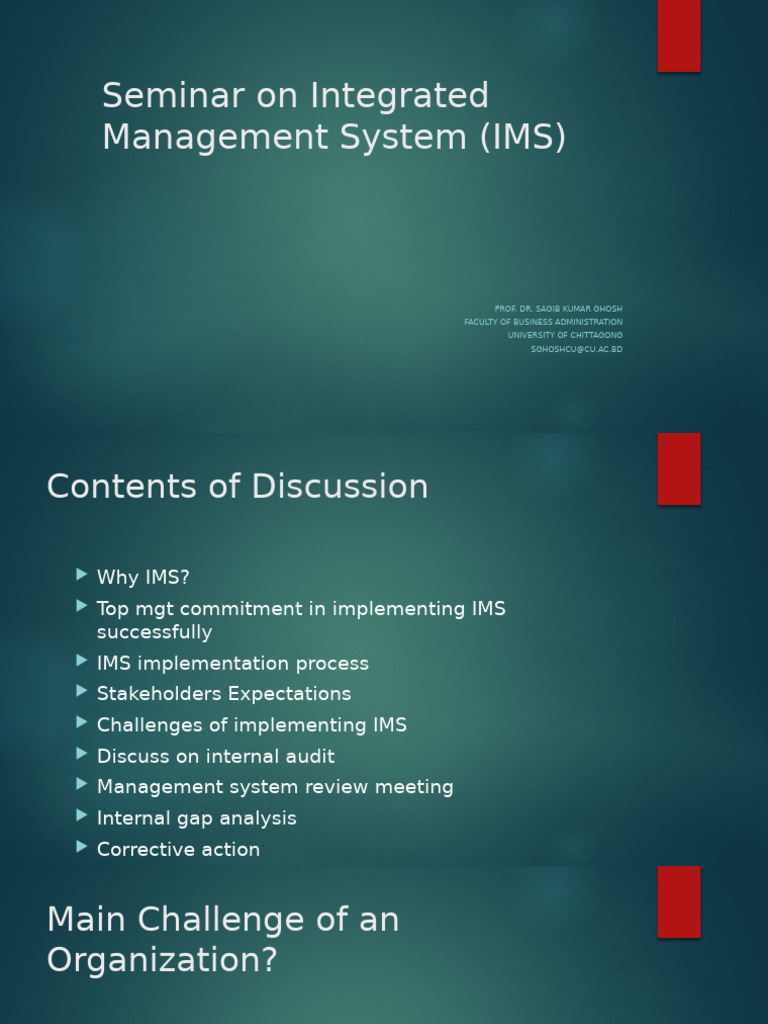 Integrated Management System Seminar Overview | PDF | Internal Audit ...
