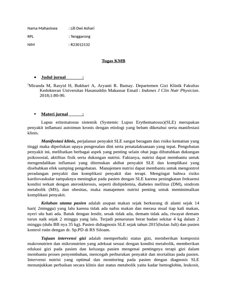 Tugas KMB: Nama Mahasiswa: Lili Dwi Ashari RPL: Tenggarong NIM: R23012132 | PDF