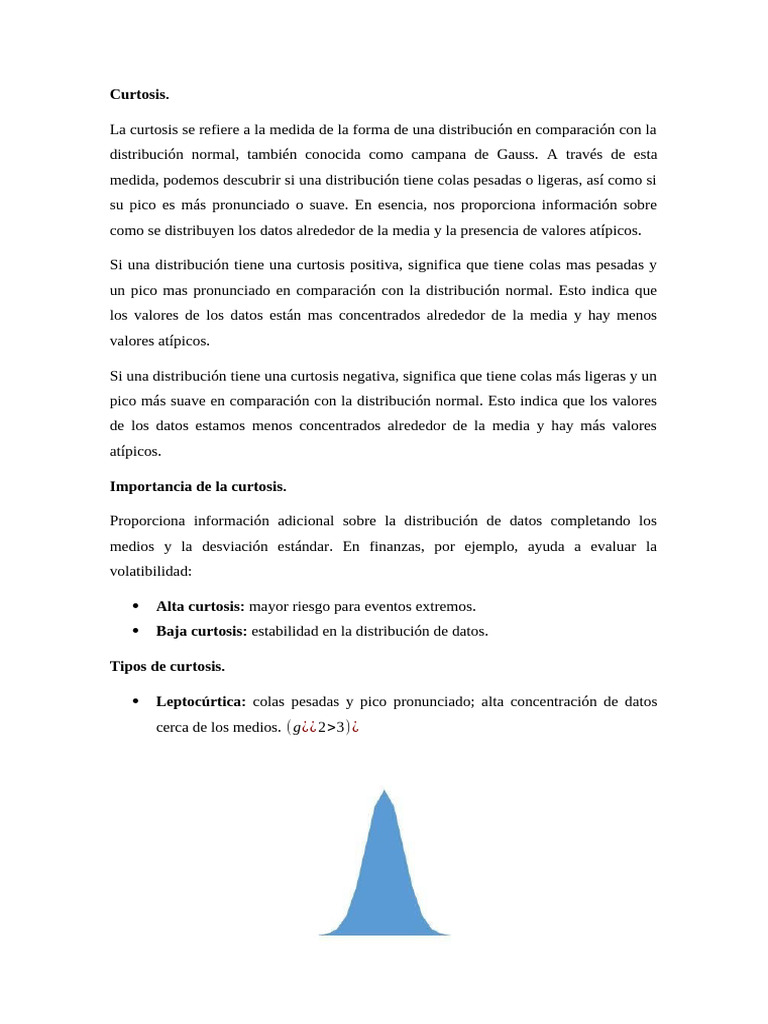 Curtosis | PDF | Distribución normal | Teoría estadística