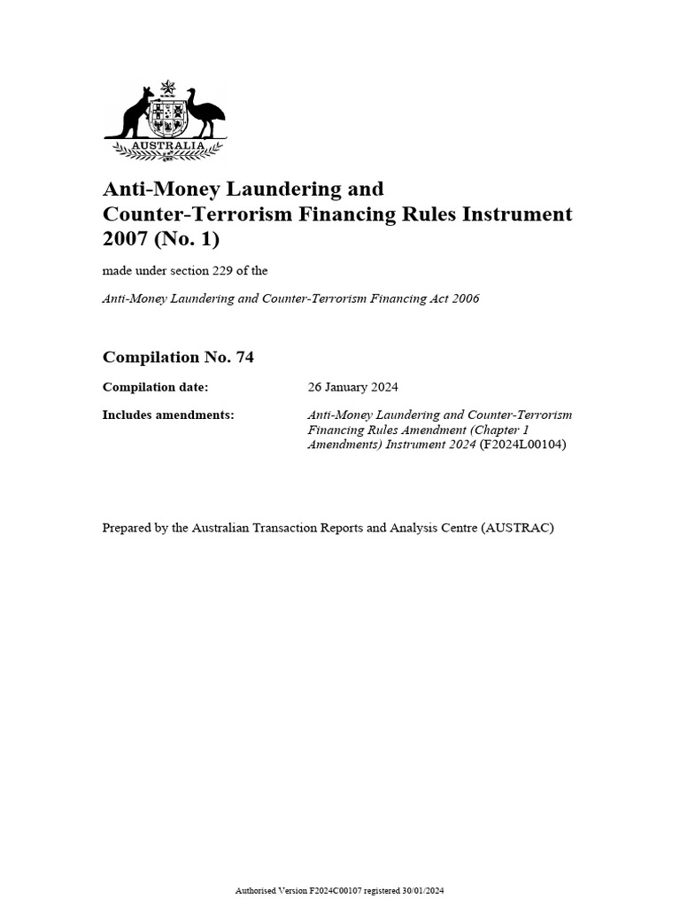 1 - AML & CFT Rules Instrument 2007 | PDF | Terrorism Financing ...