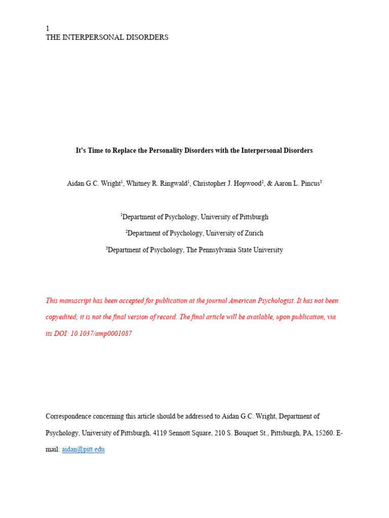 The Interpersonal Disorders | PDF | Mental Disorder | Personality Disorder