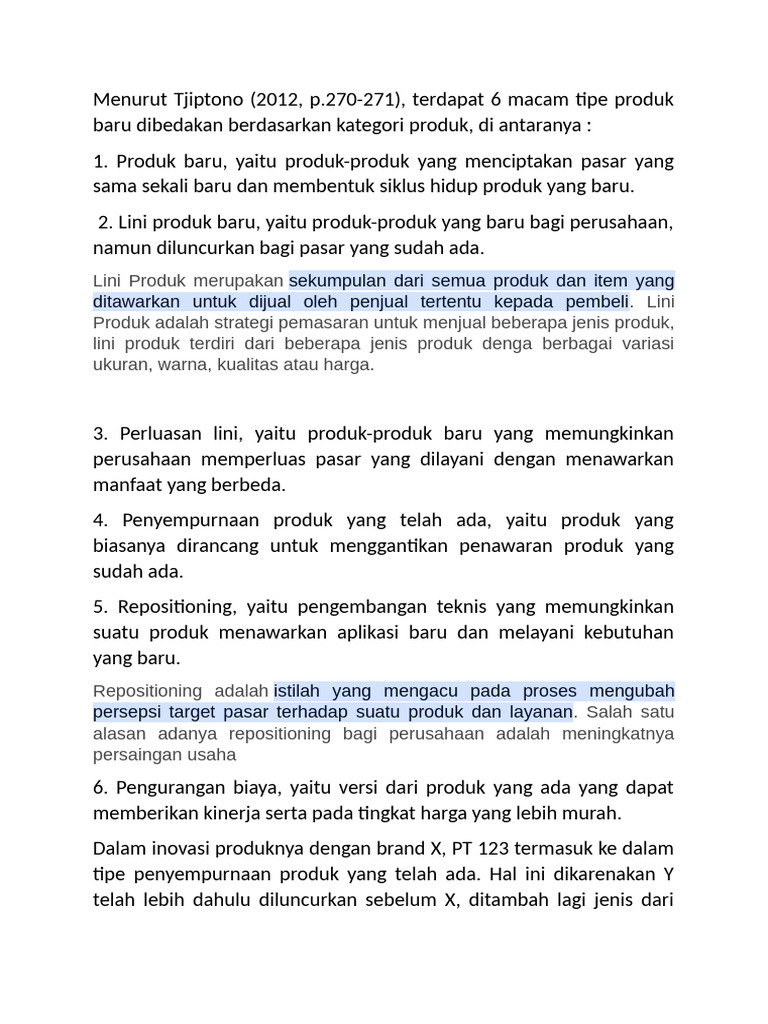 Tipe dan Atribut Produk Baru dalam Pemasaran | PDF