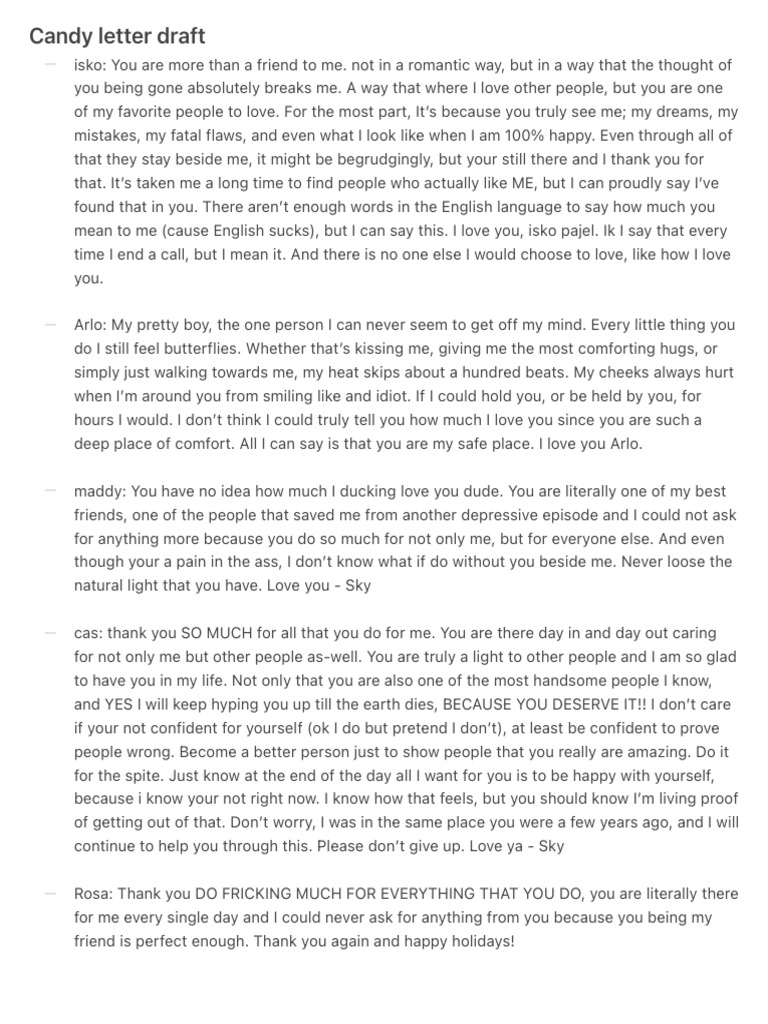 Candy Letter Draft | PDF