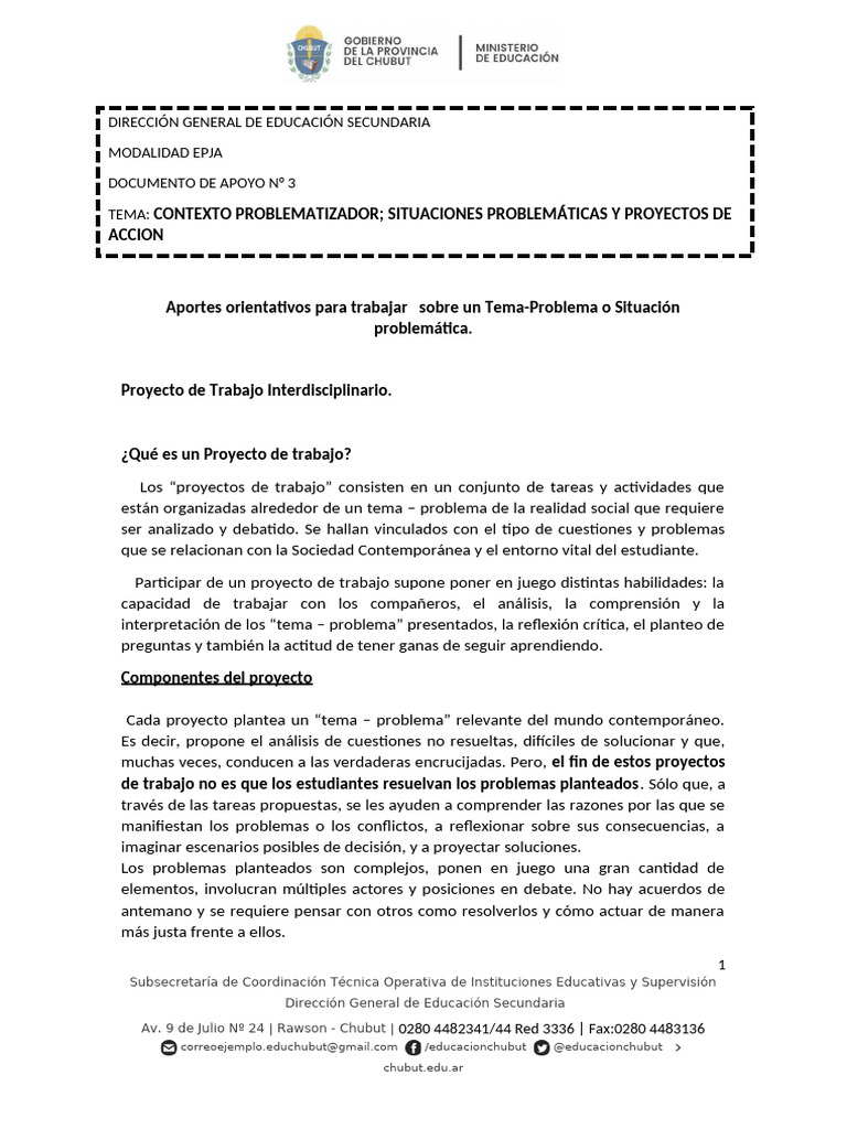MOMENTO 2.el Contexto Problematizador, Situaciones Problemáticas y Proyectos de Acción (1) Epja ...